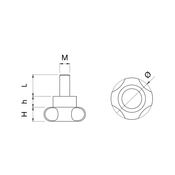 Vijak krilni M5x30 (fi 25) - Plastika Bevc - Inserti